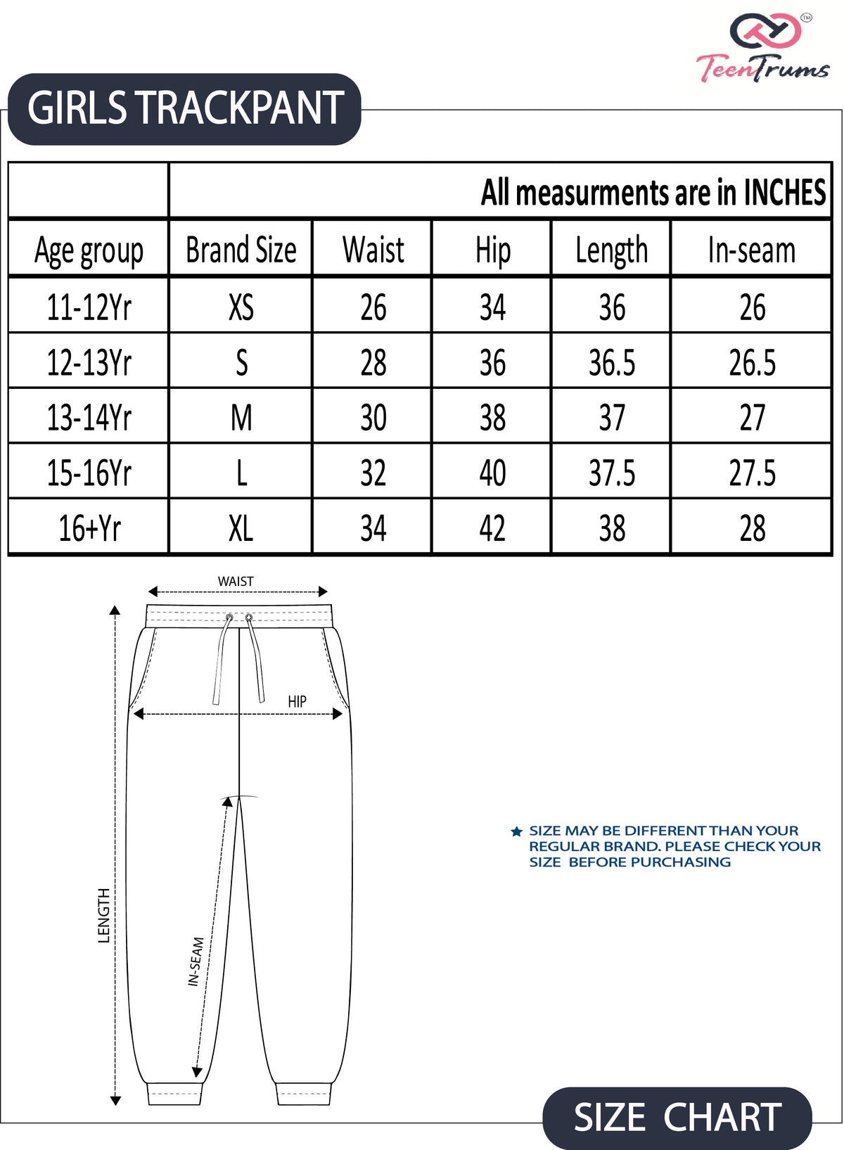 TeenTrums Girls Track pants - half on half pattern- Peach & White ...