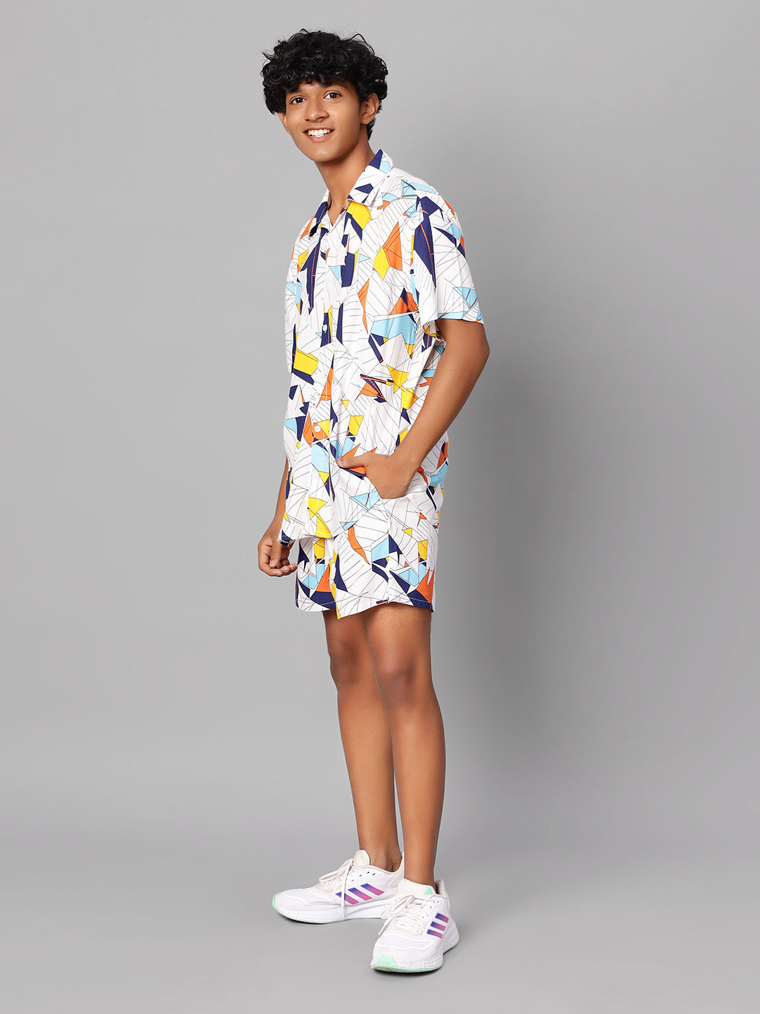 TeenTrums Boys Abstract Print Co-ord Set - White | TeenTrums